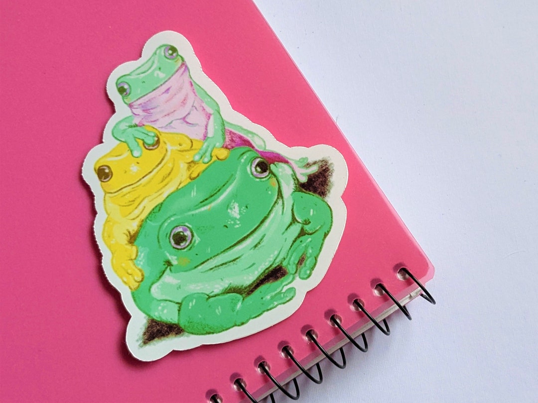 Frog Stack Sticker, Waterproof Sticker, Realistic Frog Sticker for Laptop, Car, or Water Bottle ...
