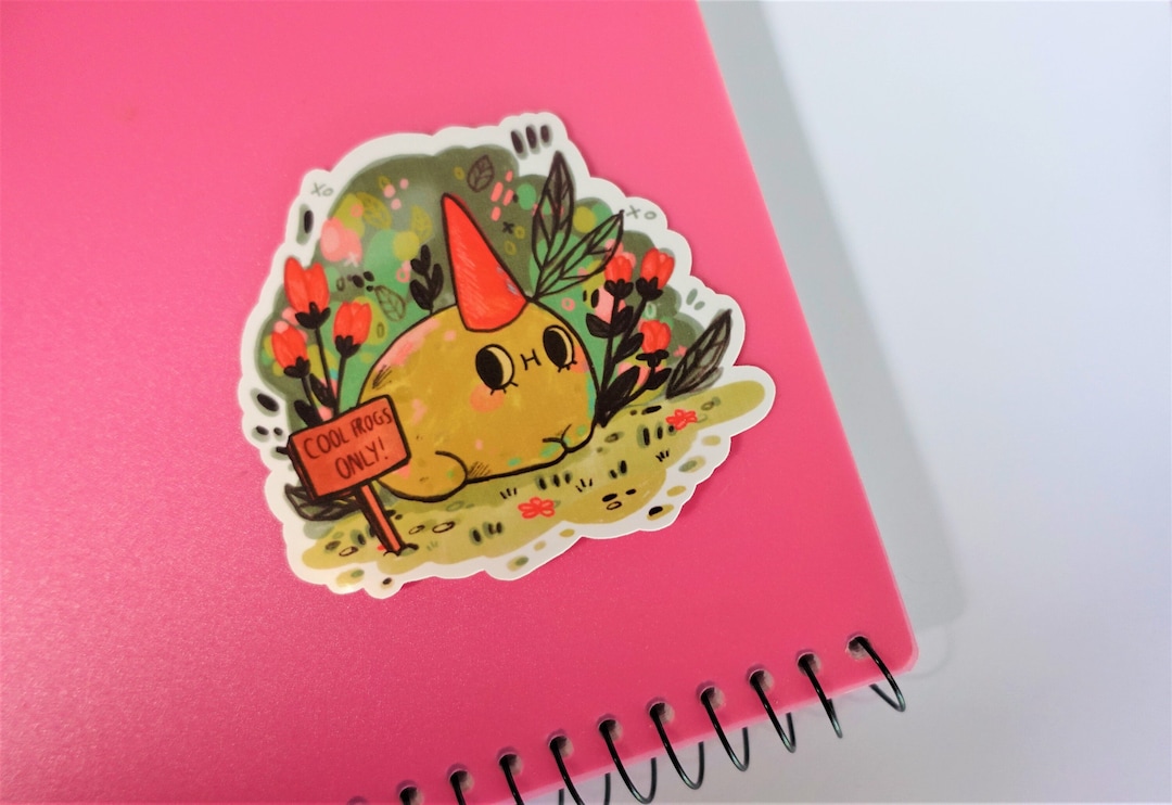 Cool Frog Vinyl Sticker, Waterproof Sticker, Realistic Frog Sticker ...