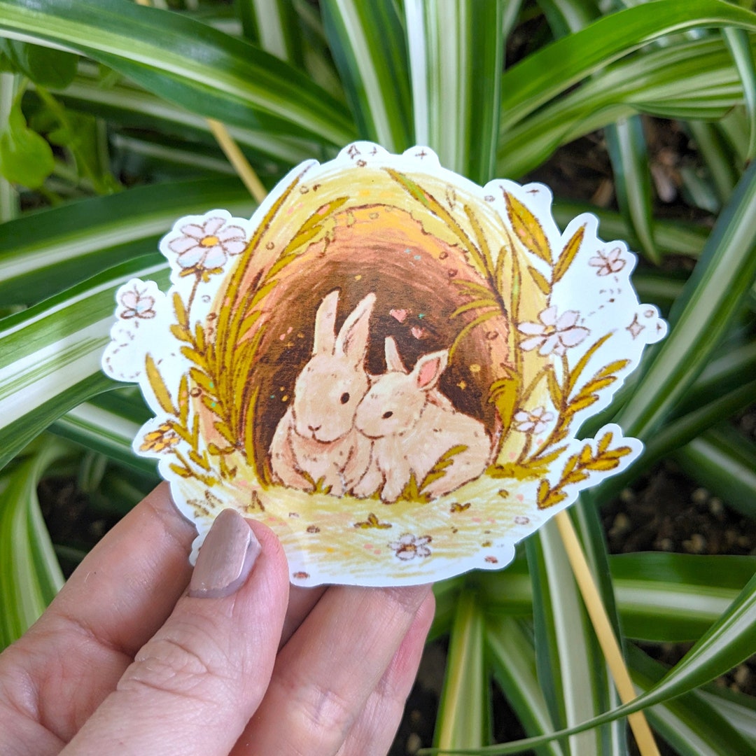 Cute Bunnies Sticker | Waterproof Sticker, Cute Rabbit Sticker ...