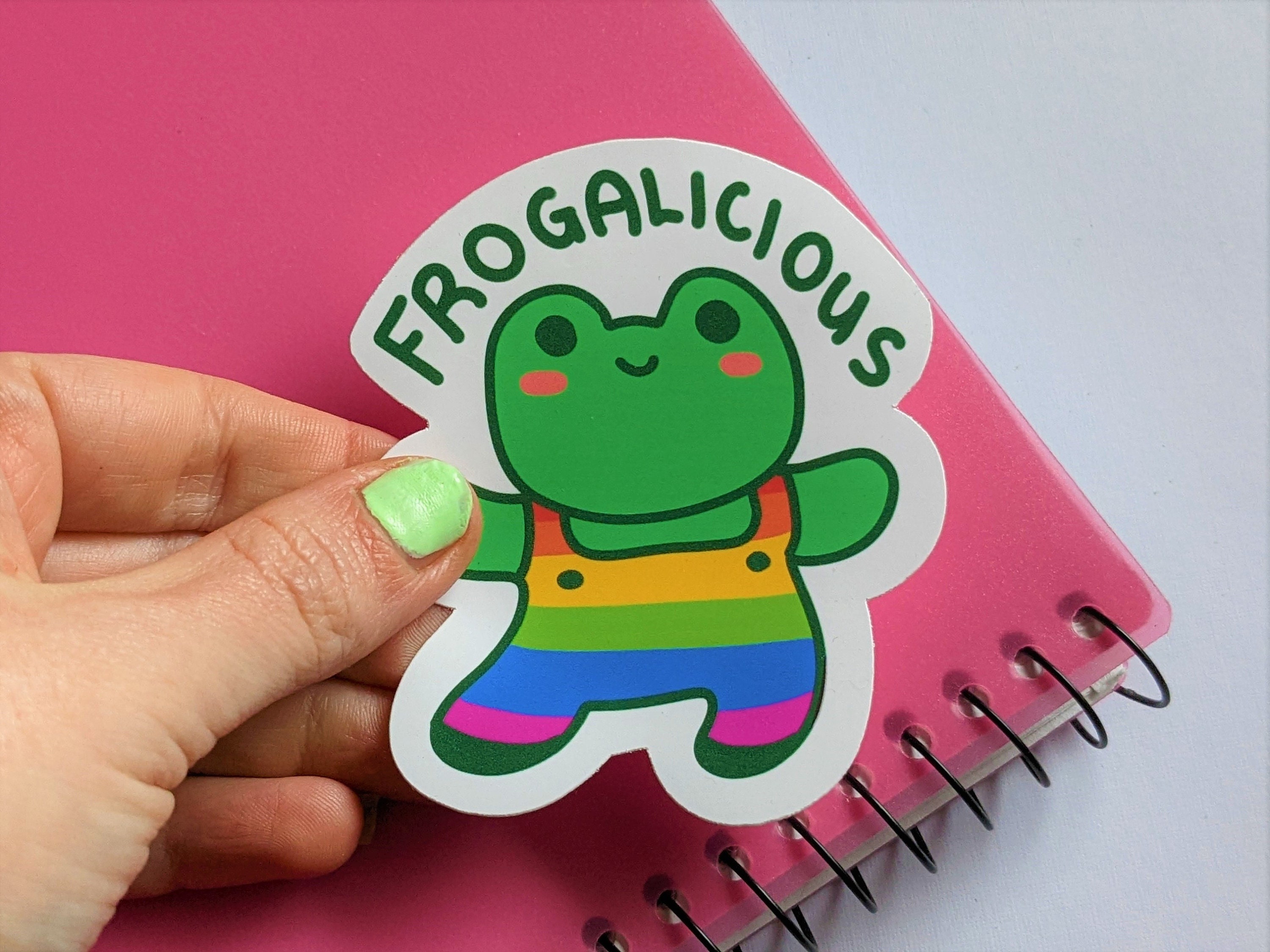 Frogalicious Rainbow Frog Sticker Waterproof Option Cute - Etsy