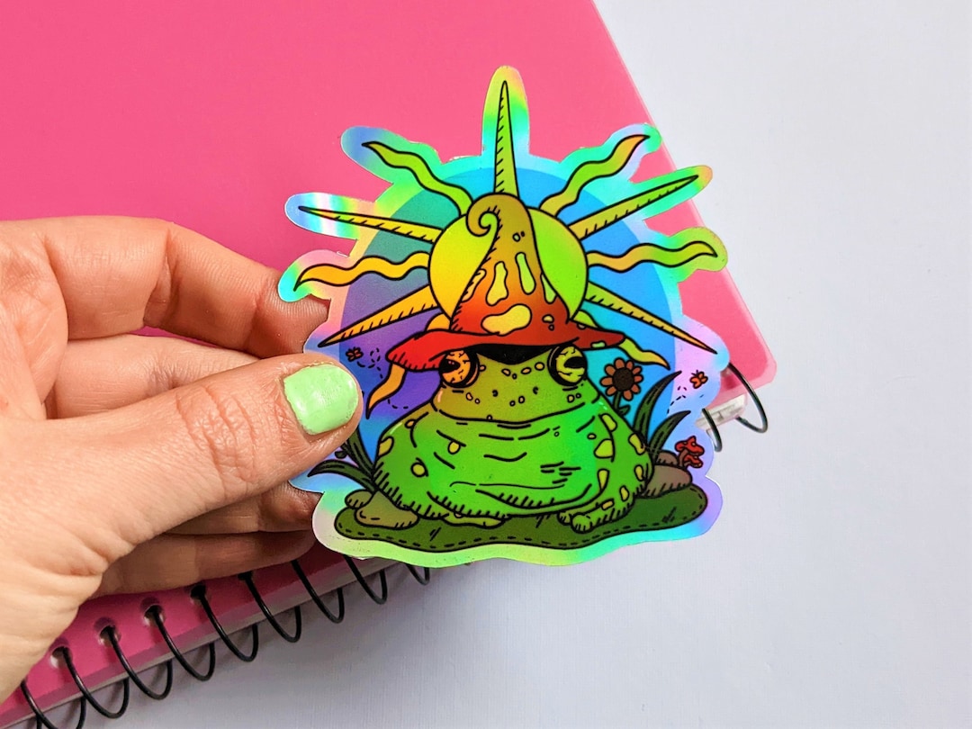 Holographic Psychedelic Frog Vinyl Sticker | Waterproof Option | Trippy ...