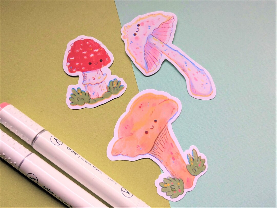 Cute Mushrooms Sticker Pack | Waterproof Stickers, Cottagecore Stickers ...
