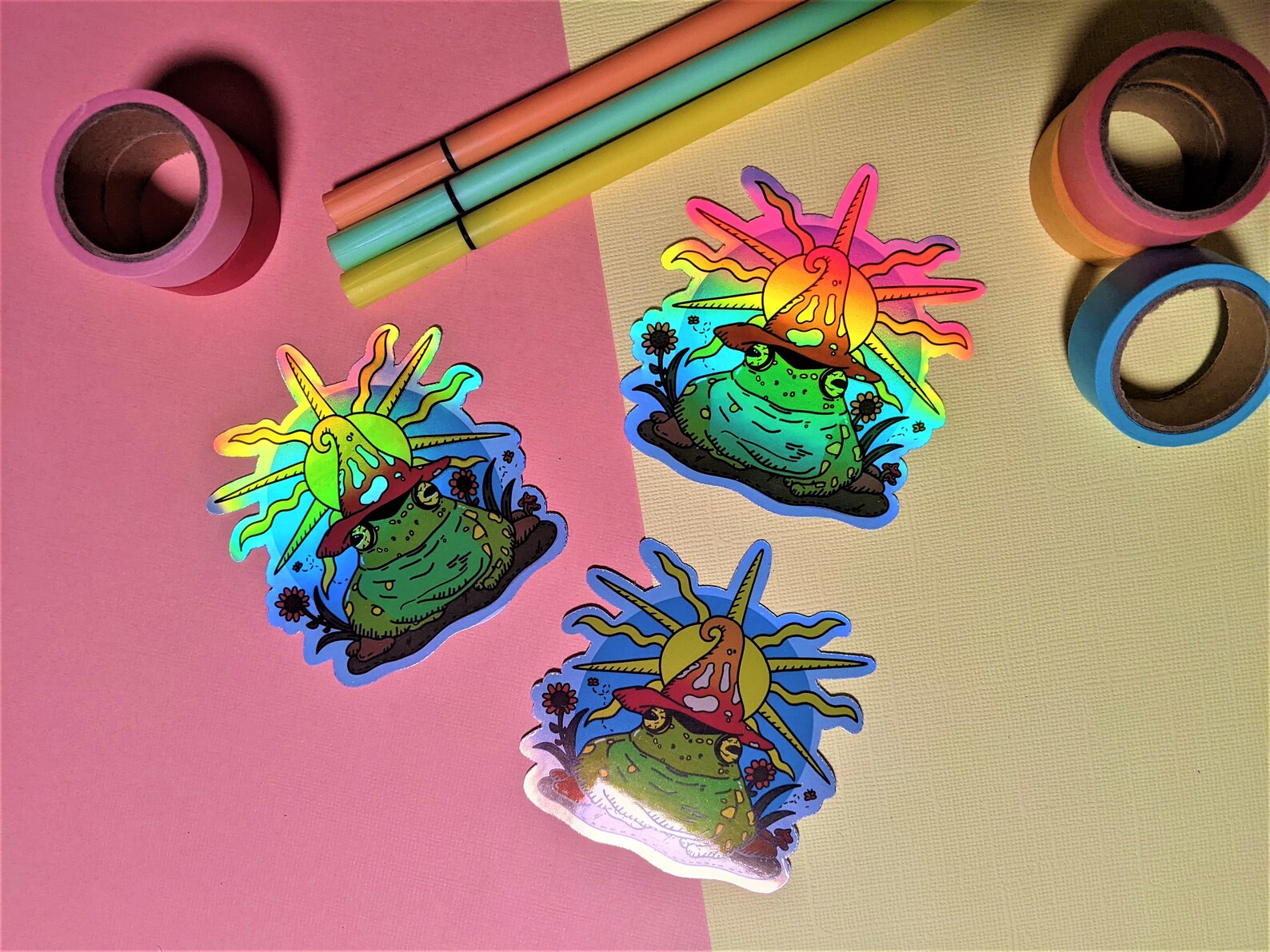 Holographic Psychedelic Frog Vinyl Sticker Waterproof Option - Etsy