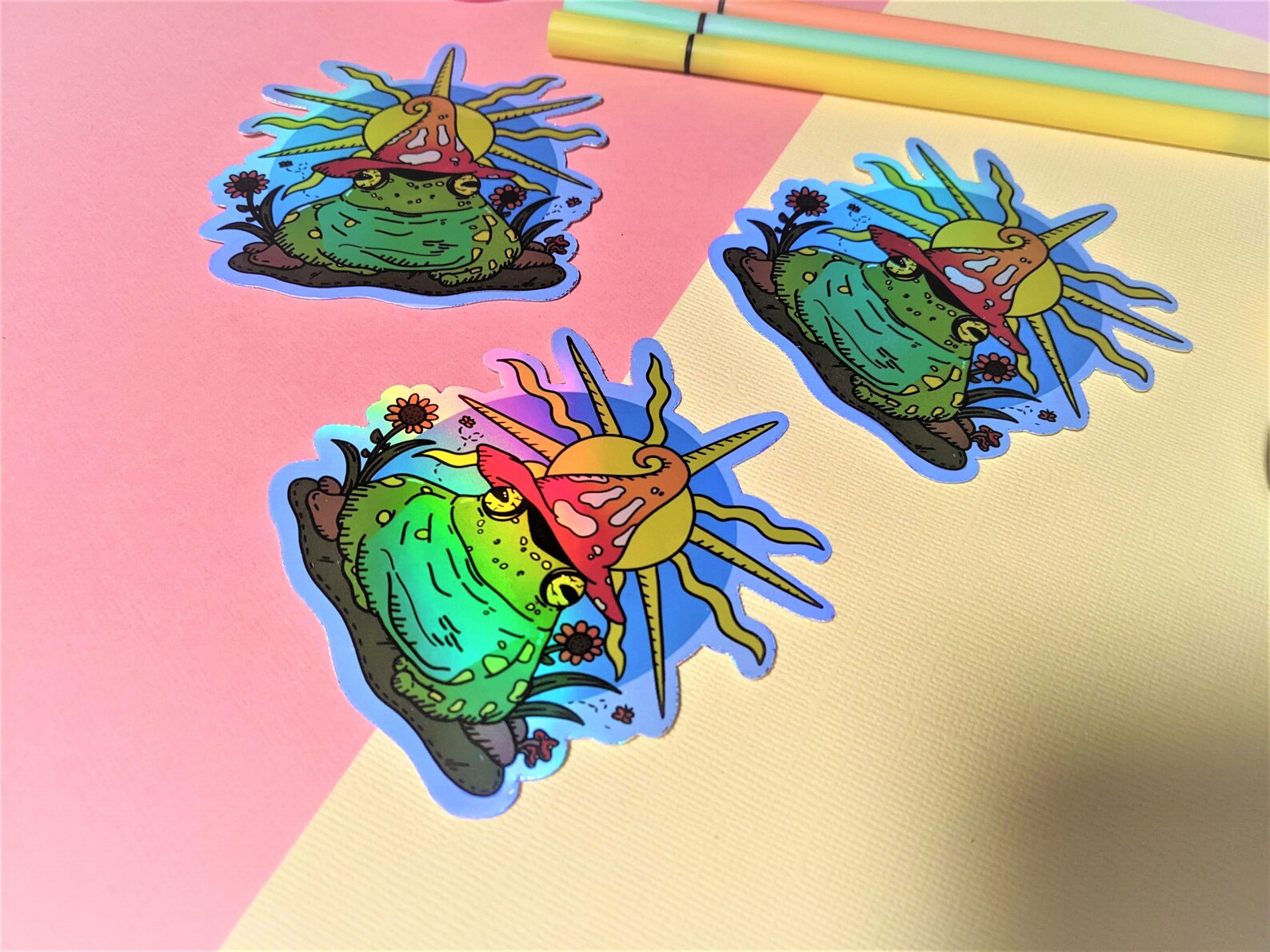 Holographic Psychedelic Frog Vinyl Sticker Waterproof Option - Etsy