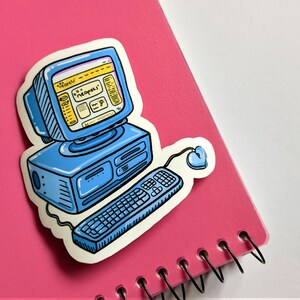 Retro 90s PC Vinyl Sticker, Waterproof Sticker, 90s Aesthetic Sticker ...