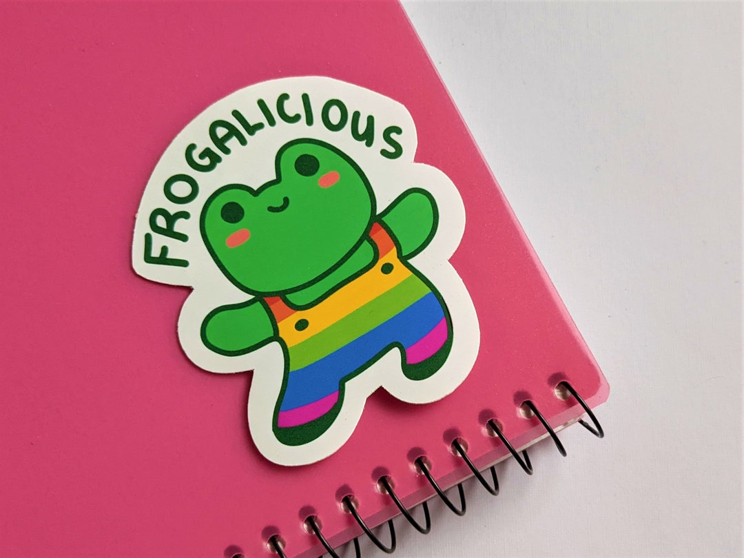 Frogalicious Rainbow Frog Sticker, Waterproof Option, Cute Frog Sticker ...