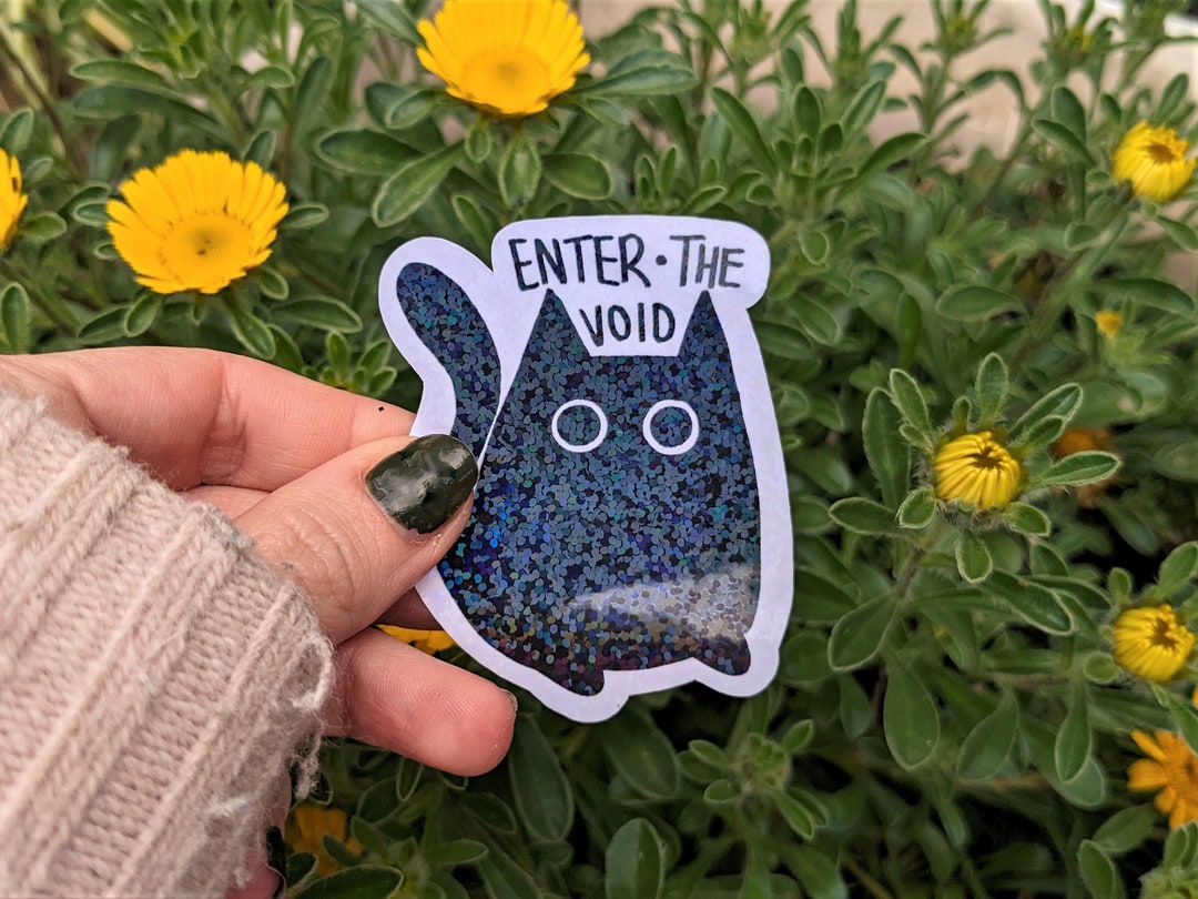 Enter the Void Cat Sticker, Holographic Cat Sticker, Black Cat Sticker ...