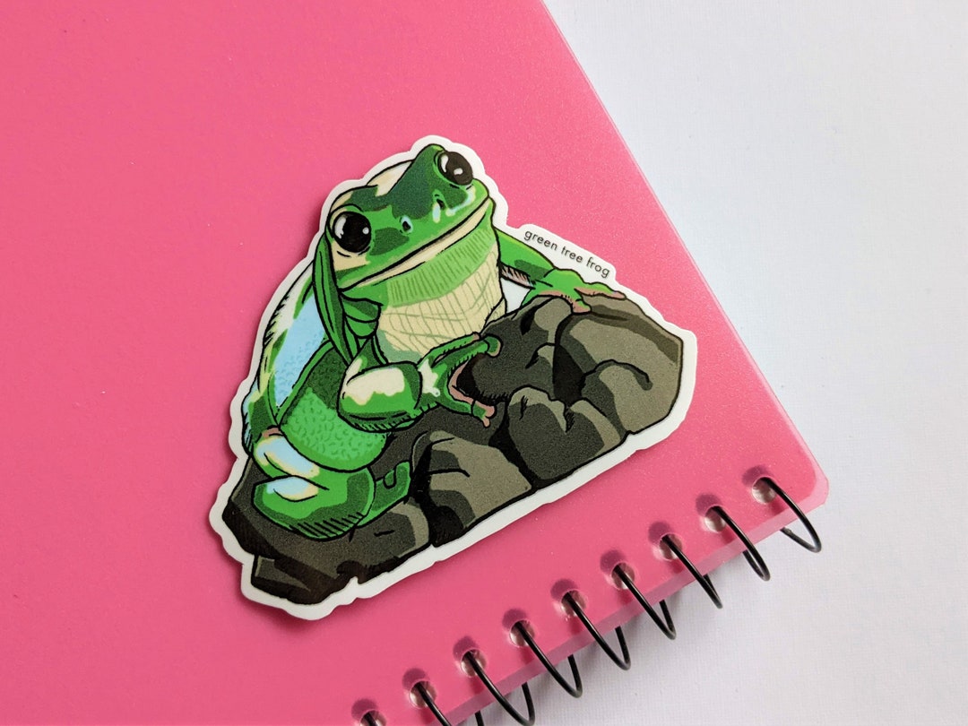 Australian Green Tree Frog Sticker, Waterproof Vinyl Sticker, Cute Frog ...