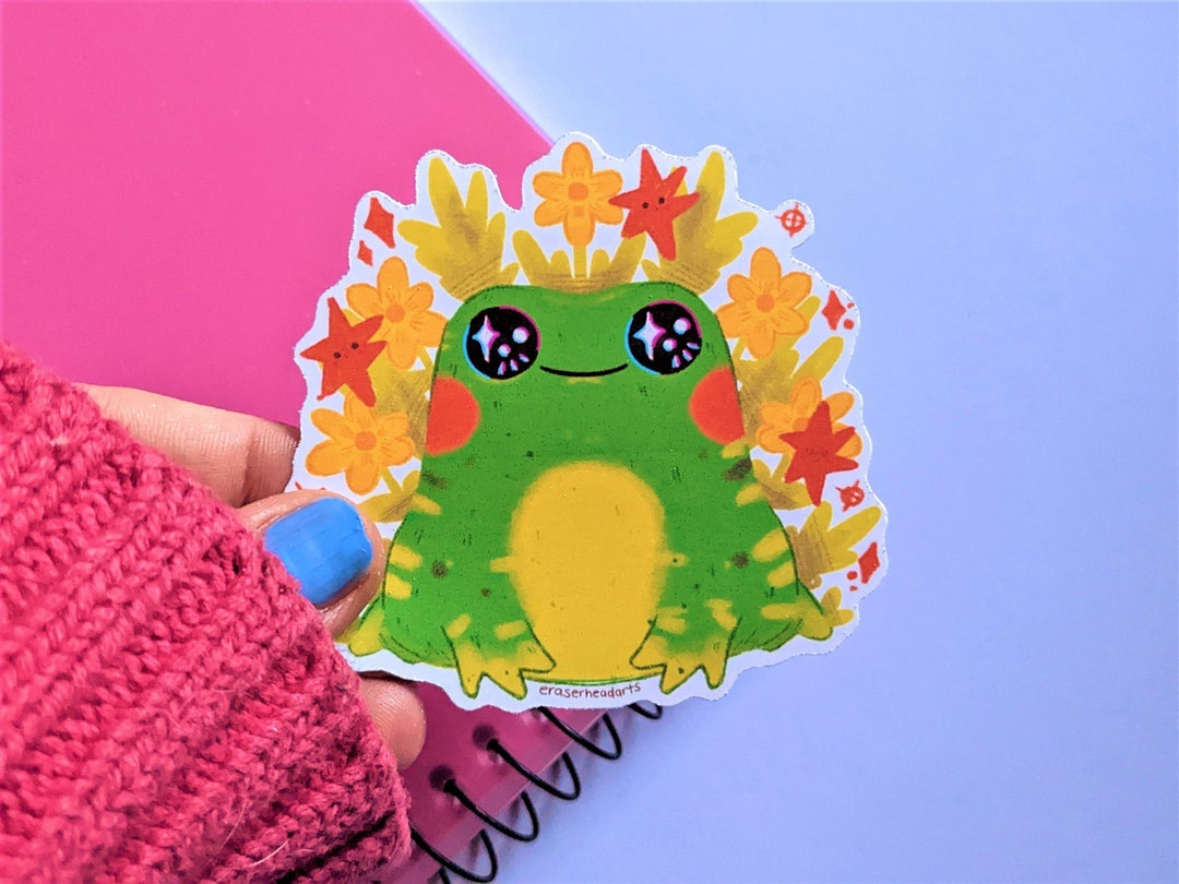 Cute Frog Sticker, Vintage Art Style, Retro Sticker, Waterproof Vinyl ...