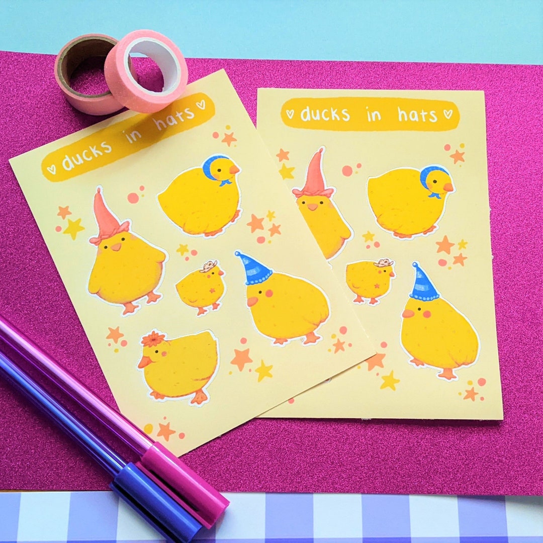 Ducks in Hats Sticker Sheet | Cute Sticker Pack for Planner or Bullet ...