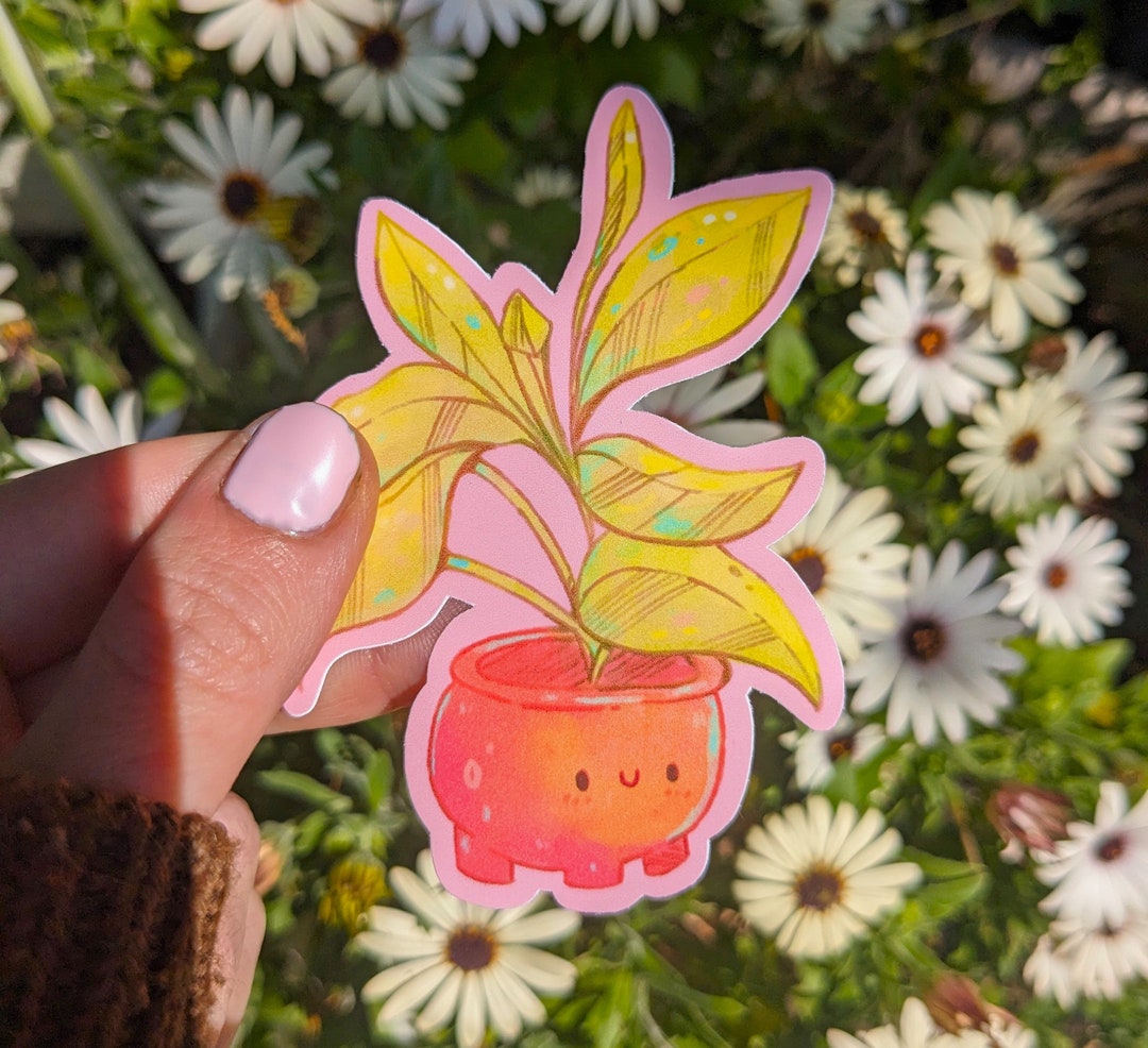 Cute Plant Pot Sticker | Waterproof Sticker, Cute Plant Sticker, Plant ...