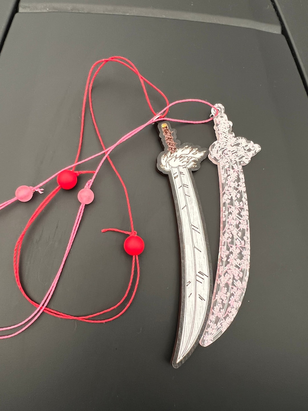 Wooden and Cherry Blossom Sword Car Charms - Sword Charms - Anime Car ...