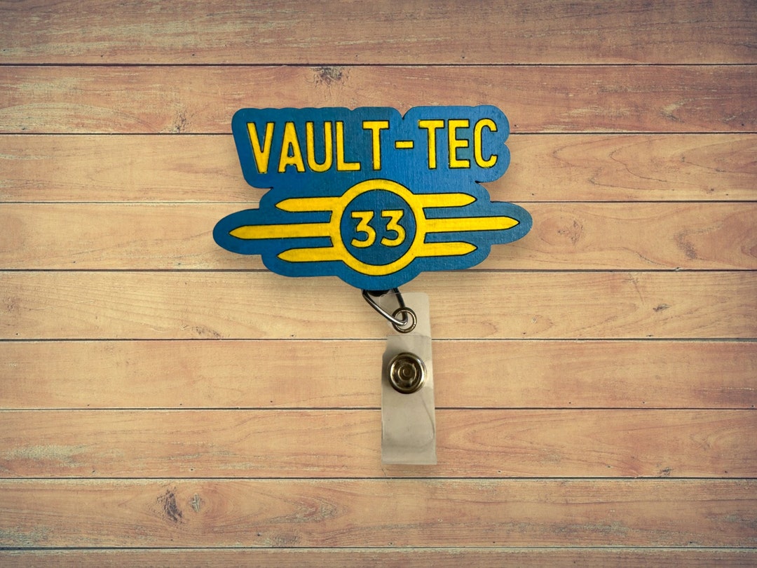 Hand-painted Fallout-inspired Badge Reel - Laser Cut Wood - Custom ...