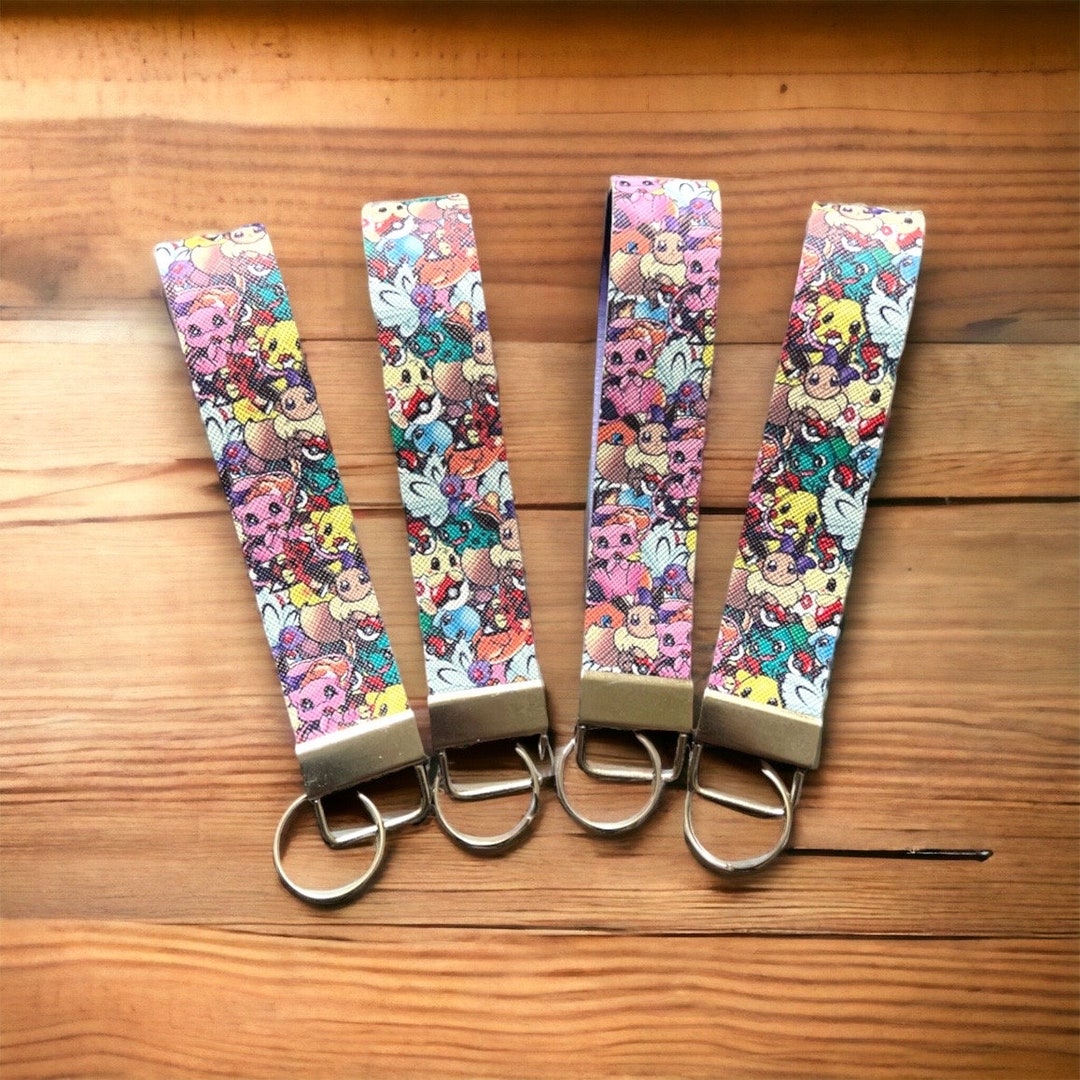 90s Cartoon Key Fob Wristlet: Faux Leather Keychain - Etsy