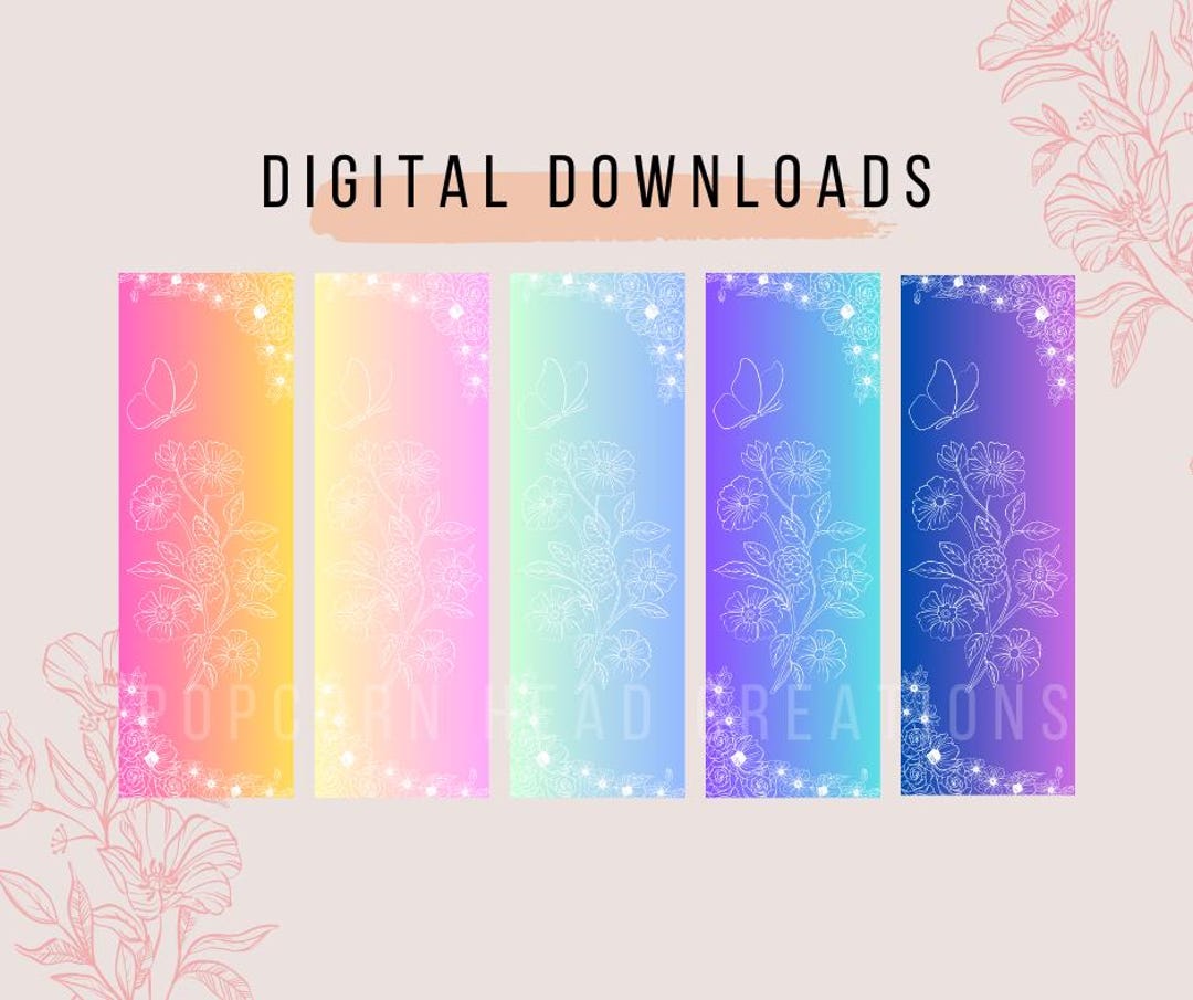 Flower Gradient Bookmarks – Digital Download | Aesthetic Floral ...