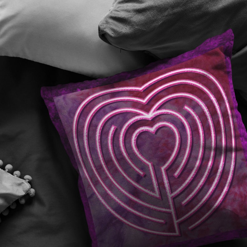 LABYRINTHS Heart Finger Labyrinth Throw Pillow - Etsy