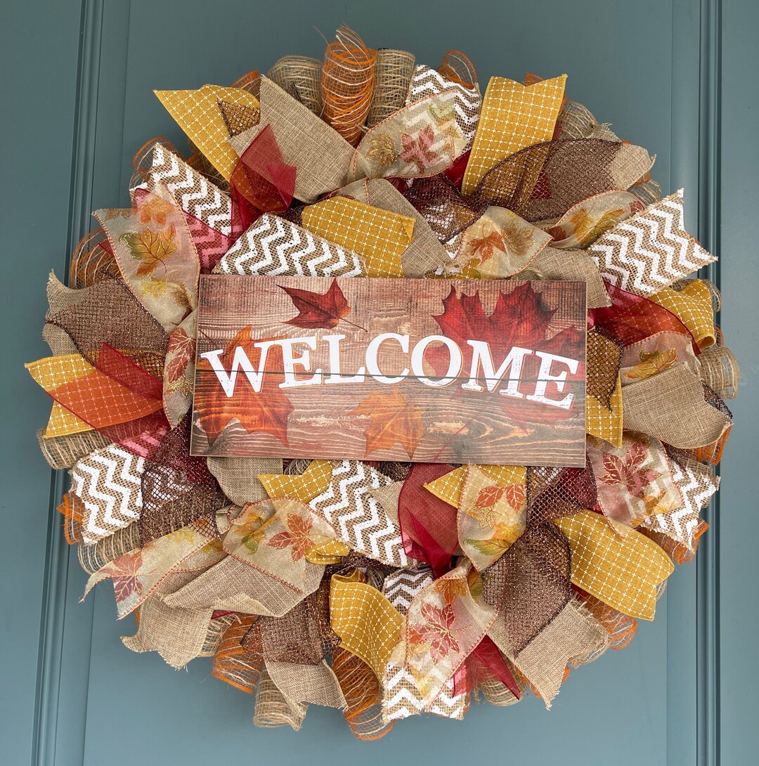 Fall Wreath, Welcome Wreath, Autumn Wreath, Fall Decor, Fall Front Door ...