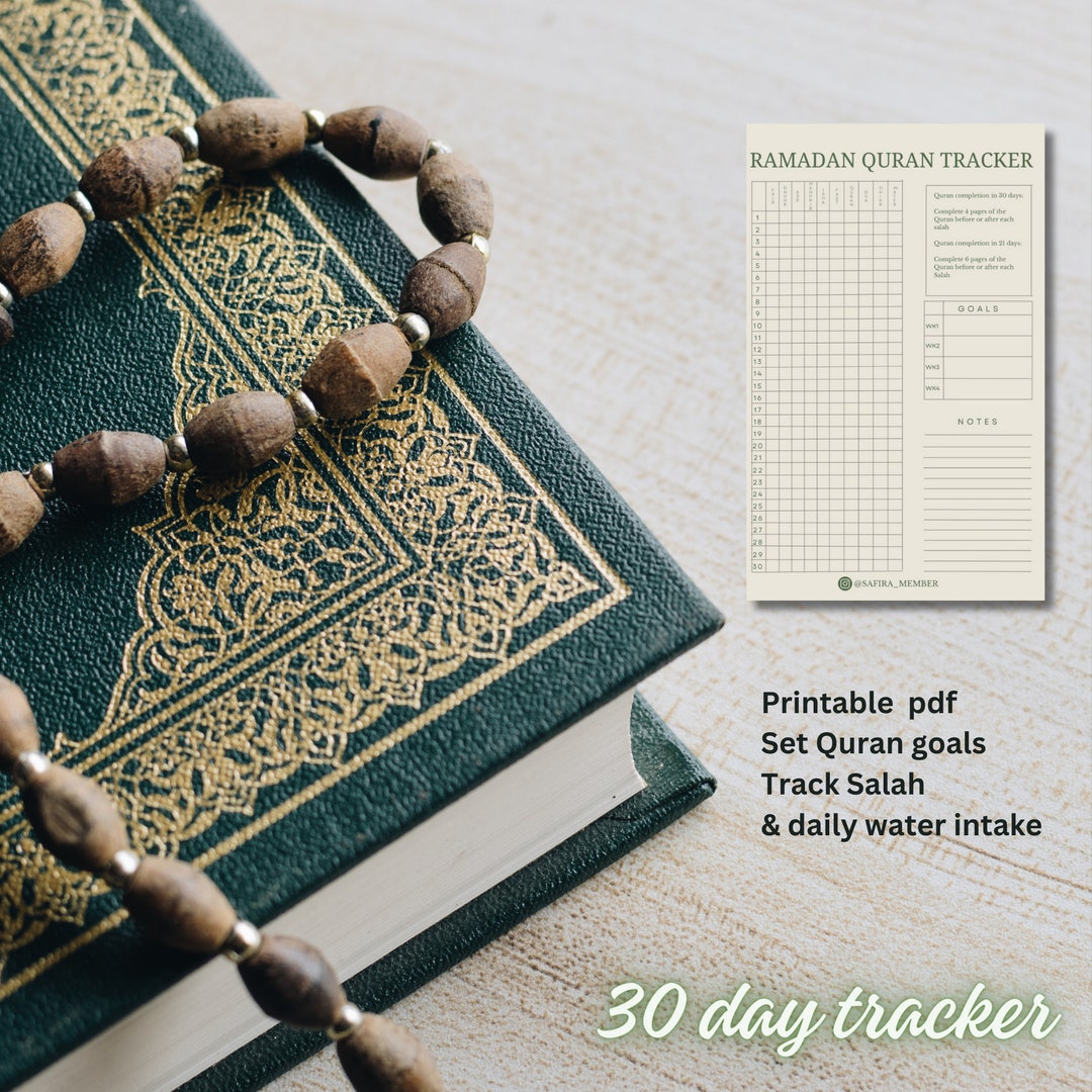 Ramadan Daily Quran Tracker, Printable PDF for Spiritual Progress and ...