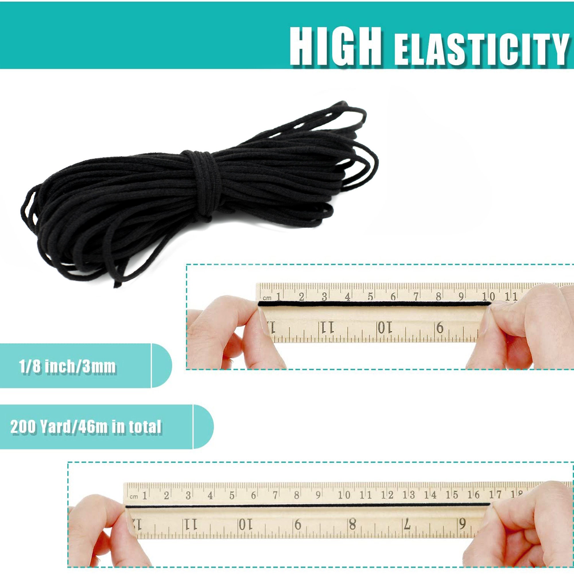 Soft Round 3mm Elastic Cord for Mask Black Color Fast Ship - Etsy