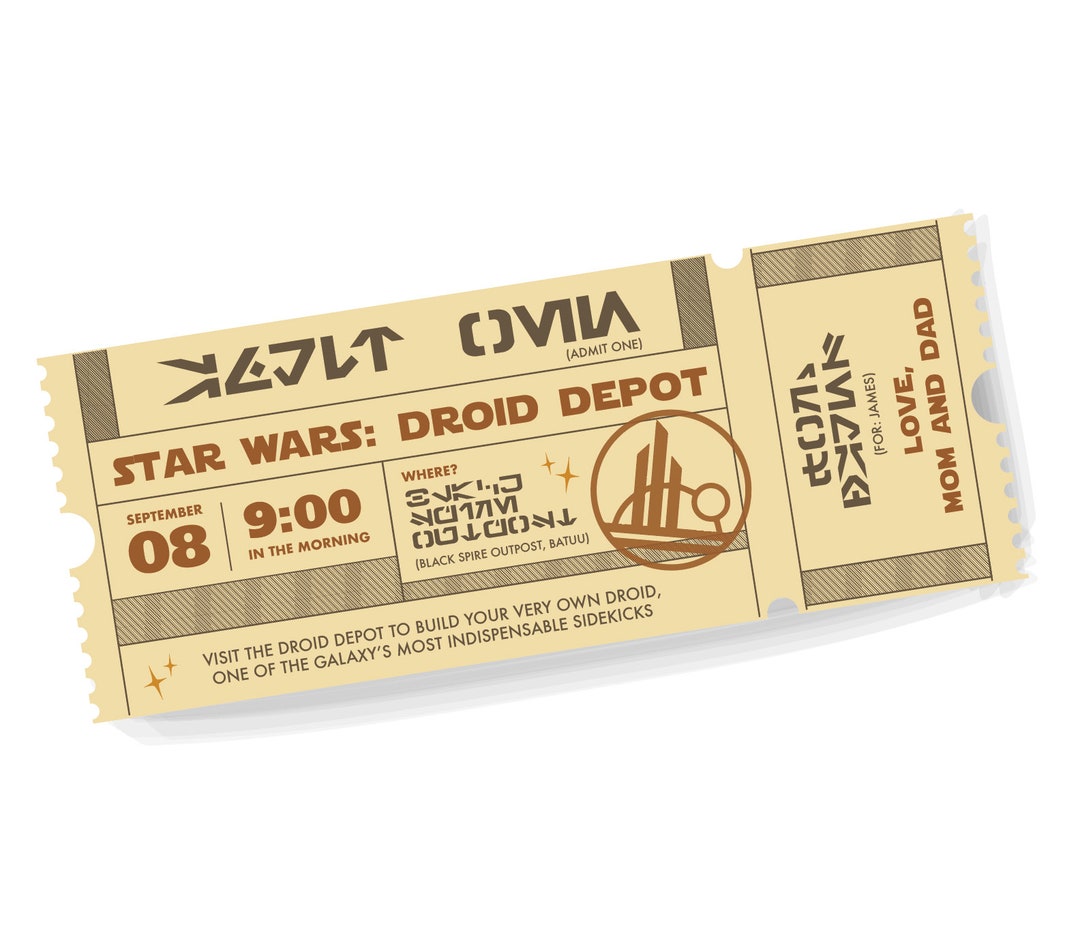 Personalized Droid Depot/savi's Workshop Personalized Certificate Invitation Ticket DIGITAL FILE ...