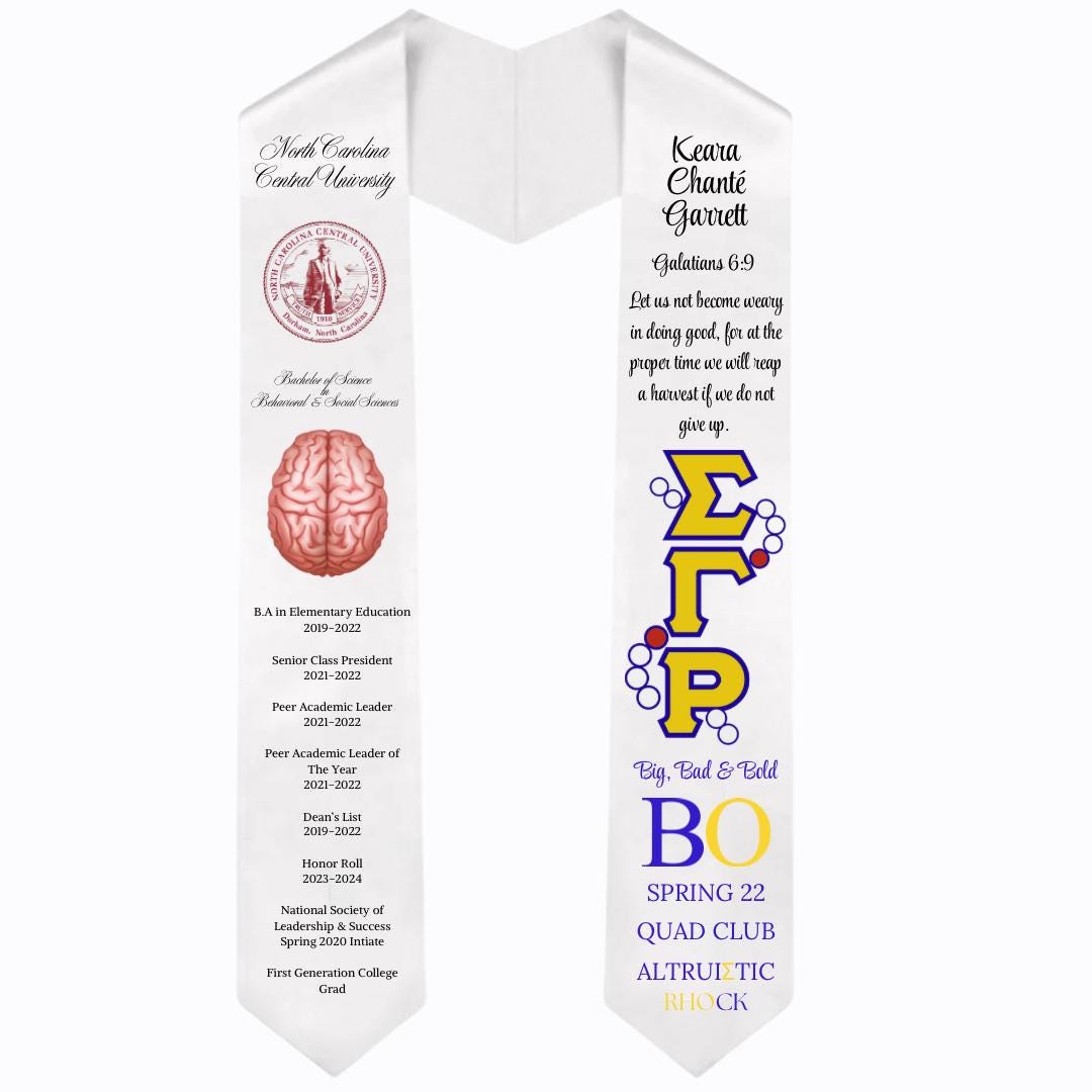 Custom Graduation Stole Design | Personalized Digital or Printed Stole ...