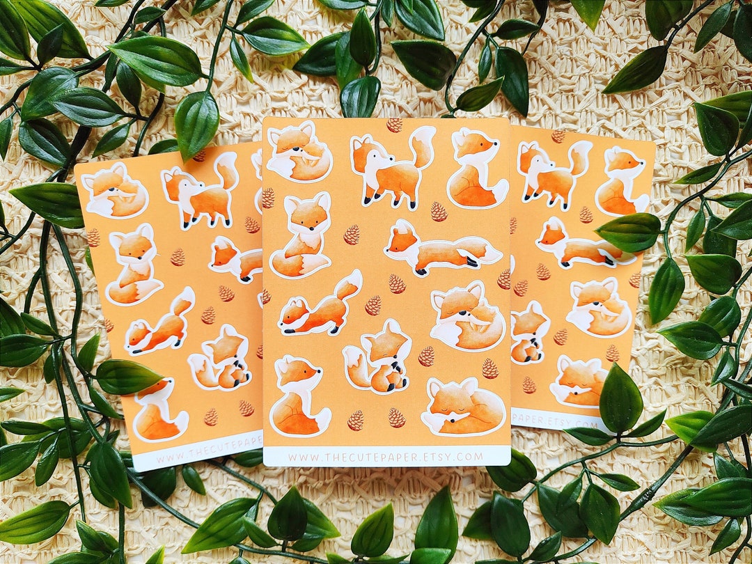 Foxes Sticker Sheet | Fall Fox Sticker Sheet | Autumn Sticker Sheet ...