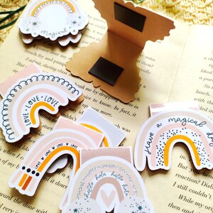 Magnetic Bookmarks | Boho Rainbows Magnetic Bookmark | Pastel Rainbow ...