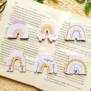 Magnetic Bookmarks | Boho Rainbows Magnetic Bookmark | Pastel Rainbow ...