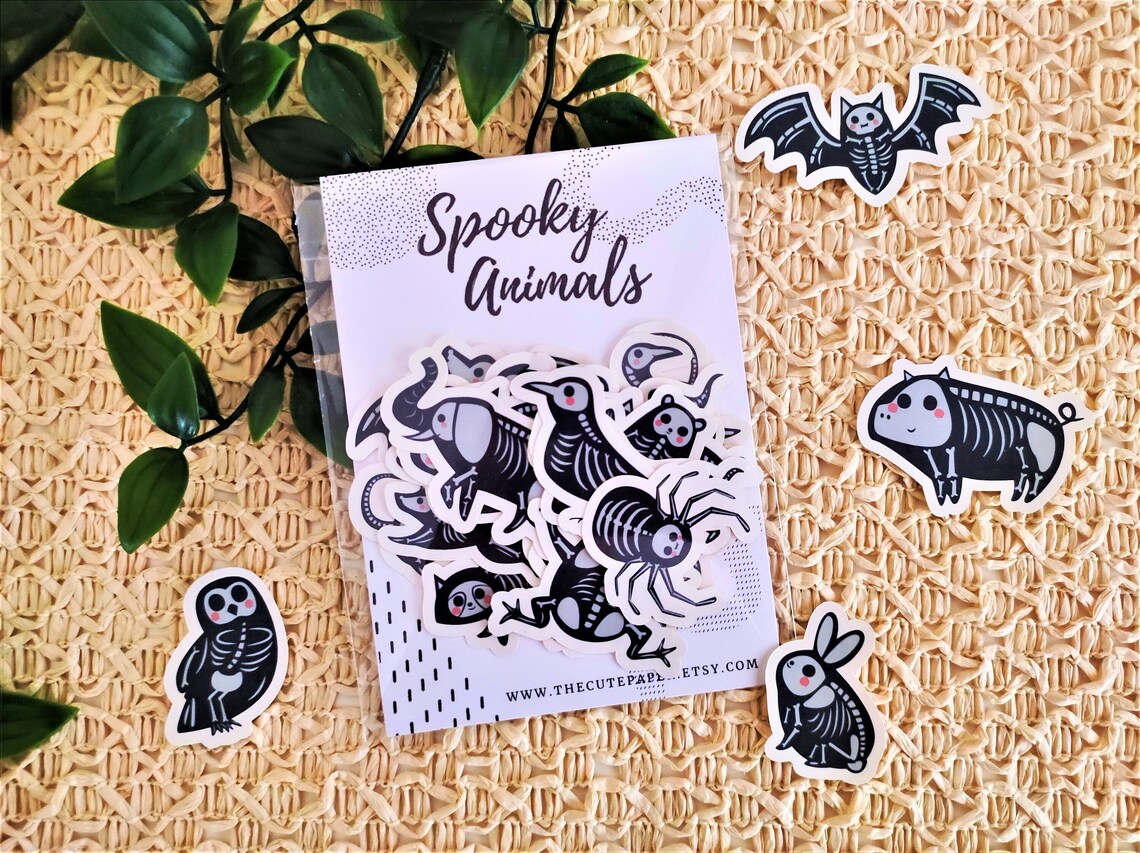 Spooky Animals Sticker Pack halloween Glossy Stickers - Etsy