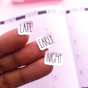 Minimalistic Work Shifts Planner Sticker Sheet ~ Late Shift ~ Work ...