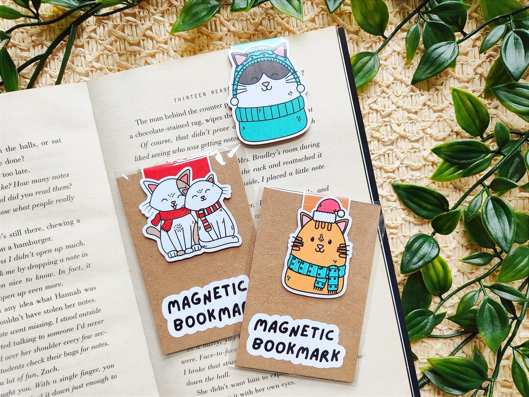 Magnetic Bookmarks | Winter Cats Magnetic Bookmarks | Christmas Cat ...