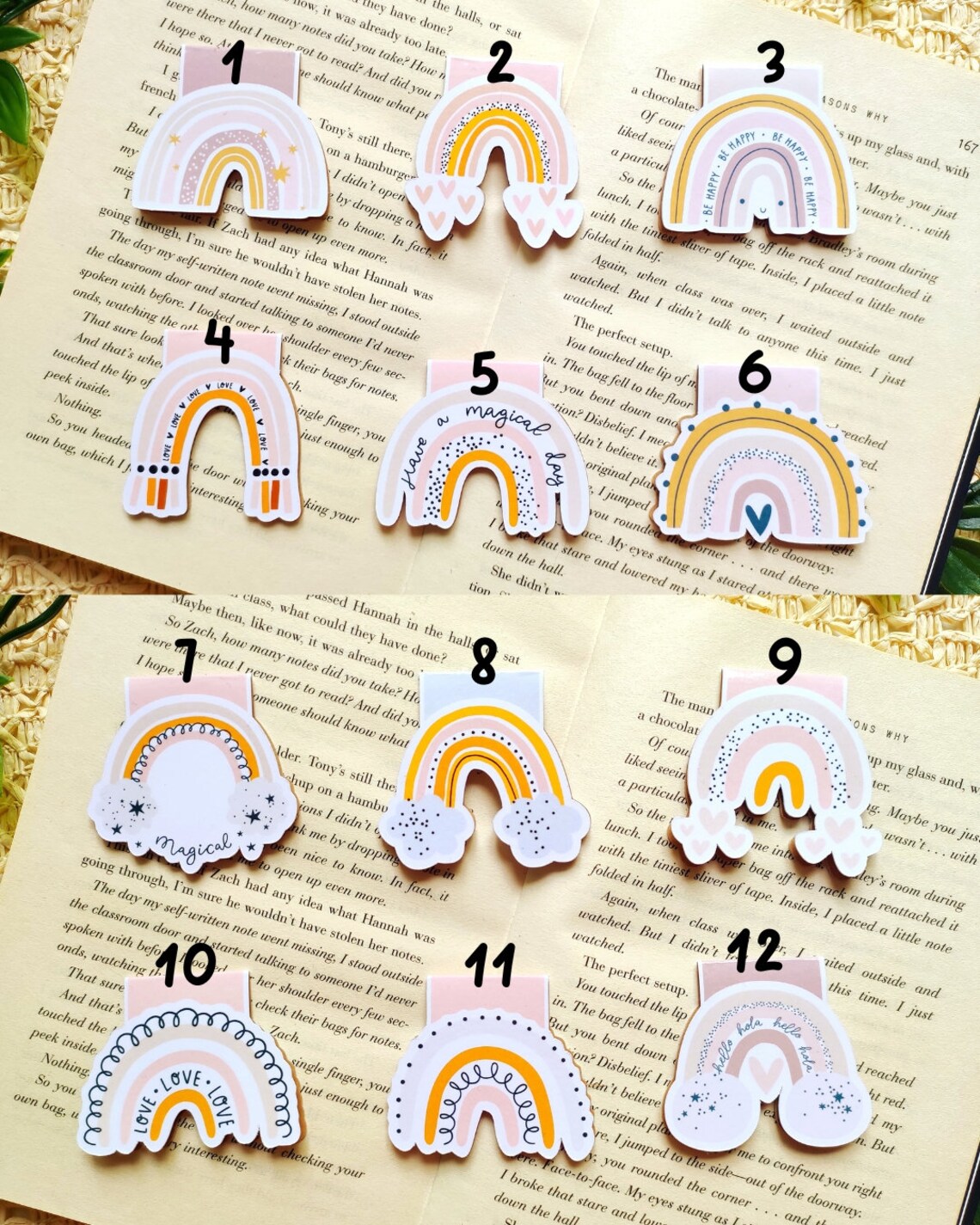 Magnetic Bookmarks | Boho Rainbows Magnetic Bookmark | Pastel Rainbow ...