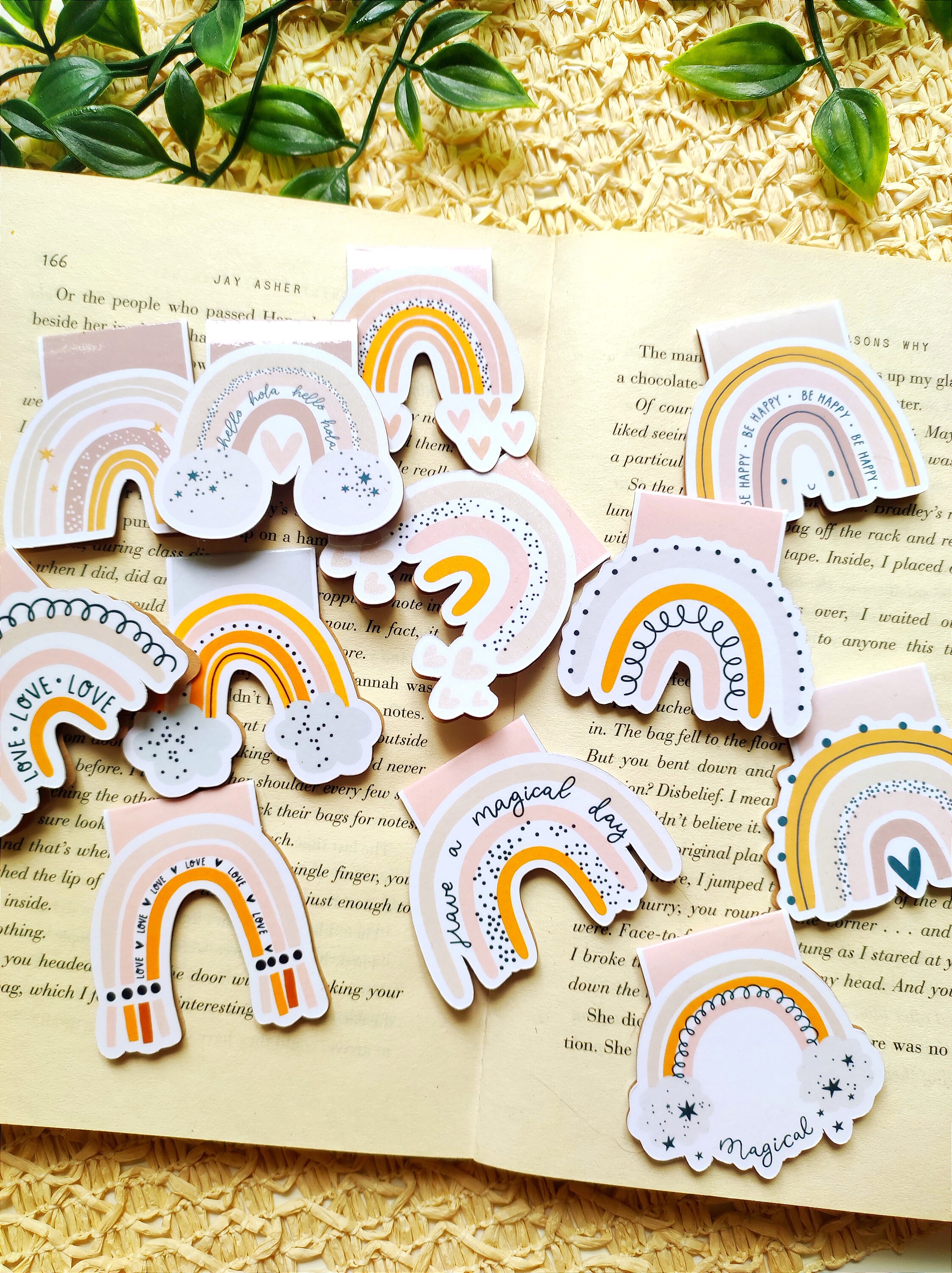 Magnetic Bookmarks | Boho Rainbows Magnetic Bookmark | Pastel Rainbow ...