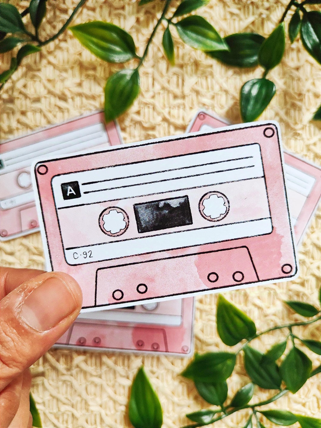 Music Cassette Sticker Pink Cassette Sticker Retro Cassette Die Cut ...