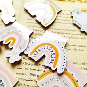 Magnetic Bookmarks | Boho Rainbows Magnetic Bookmark | Pastel Rainbow ...
