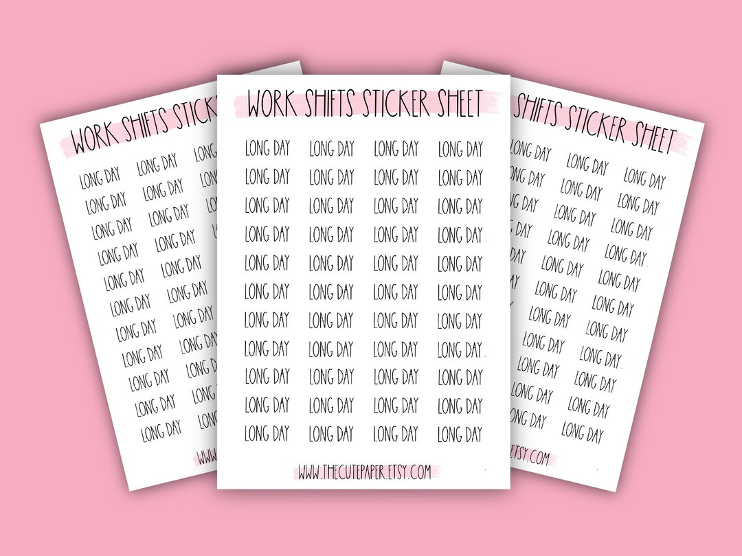 Minimalistic Work Shifts Planner Sticker Sheet ~ Long Day Shift ~ Work ...