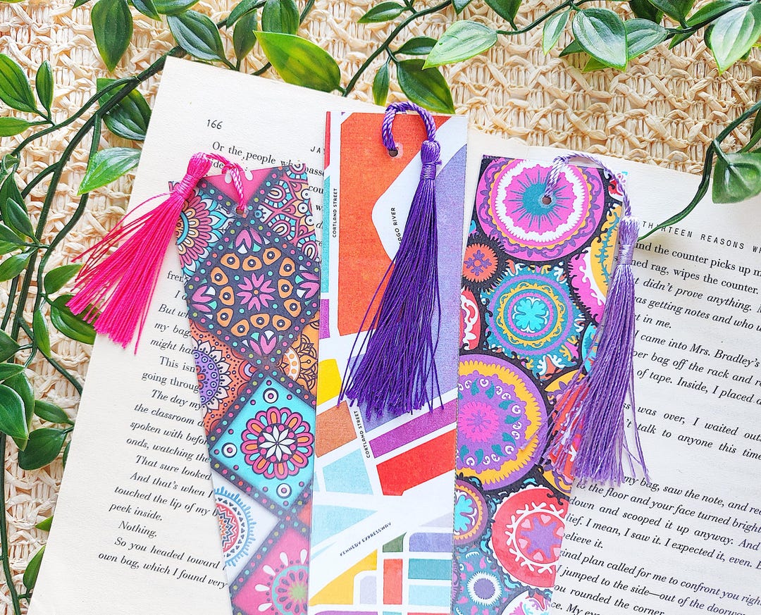 Bookmarks With Silky Tassel | Purple Bookmarks | Aesthetic Bookmarks ...