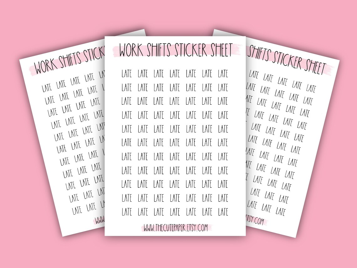 Minimalistic Work Shifts Planner Sticker Sheet Late Shift - Etsy