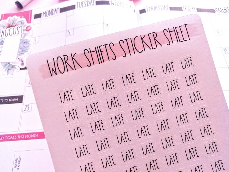 Minimalistic Work Shifts Planner Sticker Sheet Late Shift - Etsy