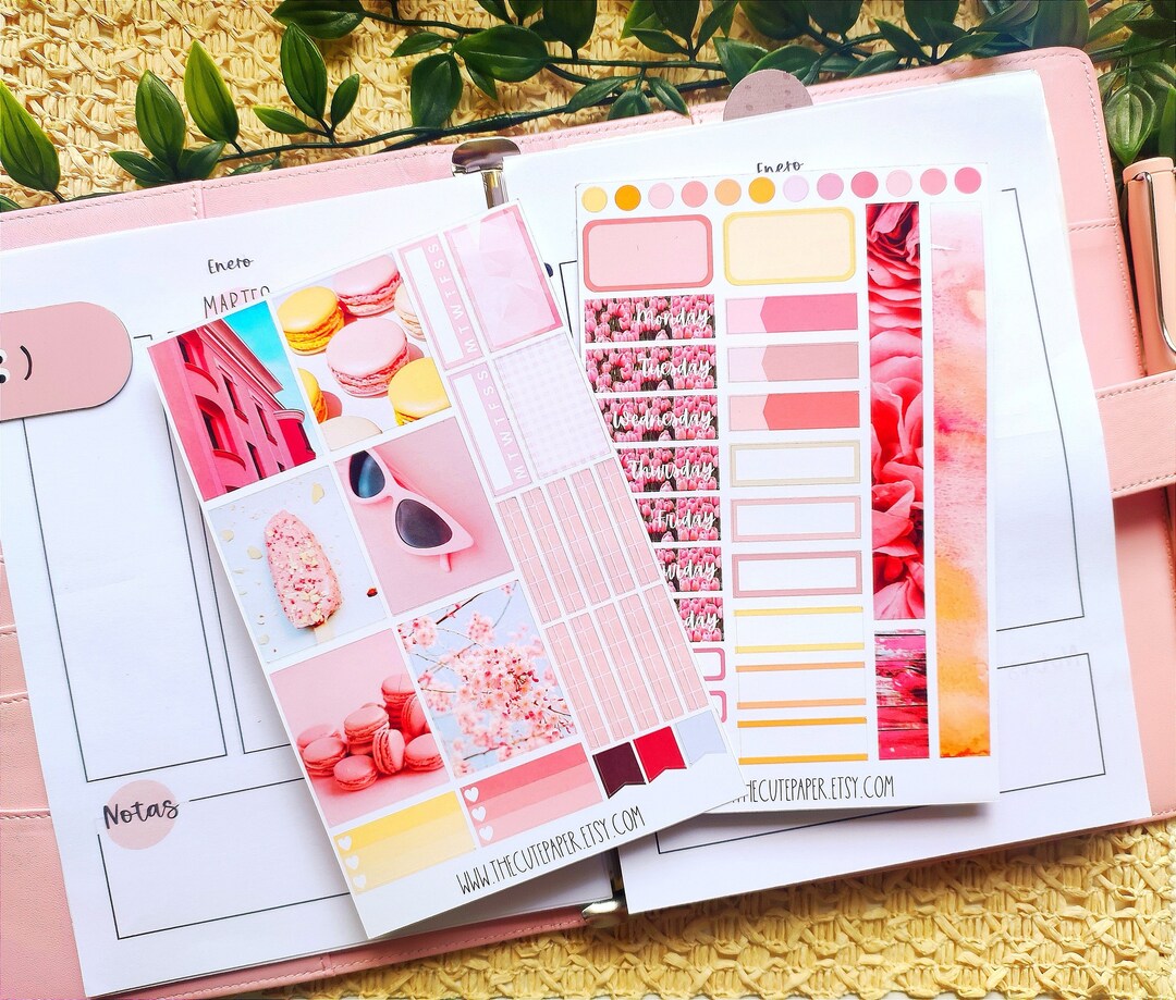 PINK Weekly Planner Sticker Kit Vertical Planner Sticker Kit - Etsy