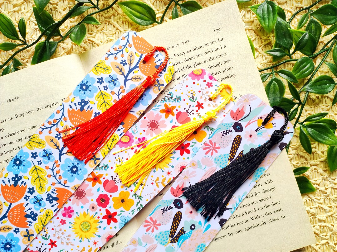Bookmarks With Silky Tassel | Floral Bookmark Pack | Floral Bookmark ...