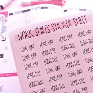 Minimalistic Work Shifts Planner Sticker Sheet ~ Long Day Shift ~ Work ...