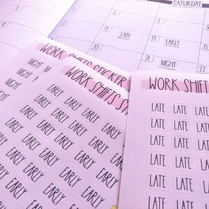 Minimalistic Work Shifts Planner Sticker Sheet ~ Late Shift ~ Work ...