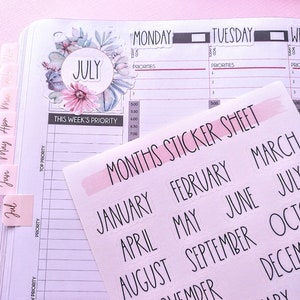 Minimalistic Months Planner Sticker Sheet ~ January-december / Months ...