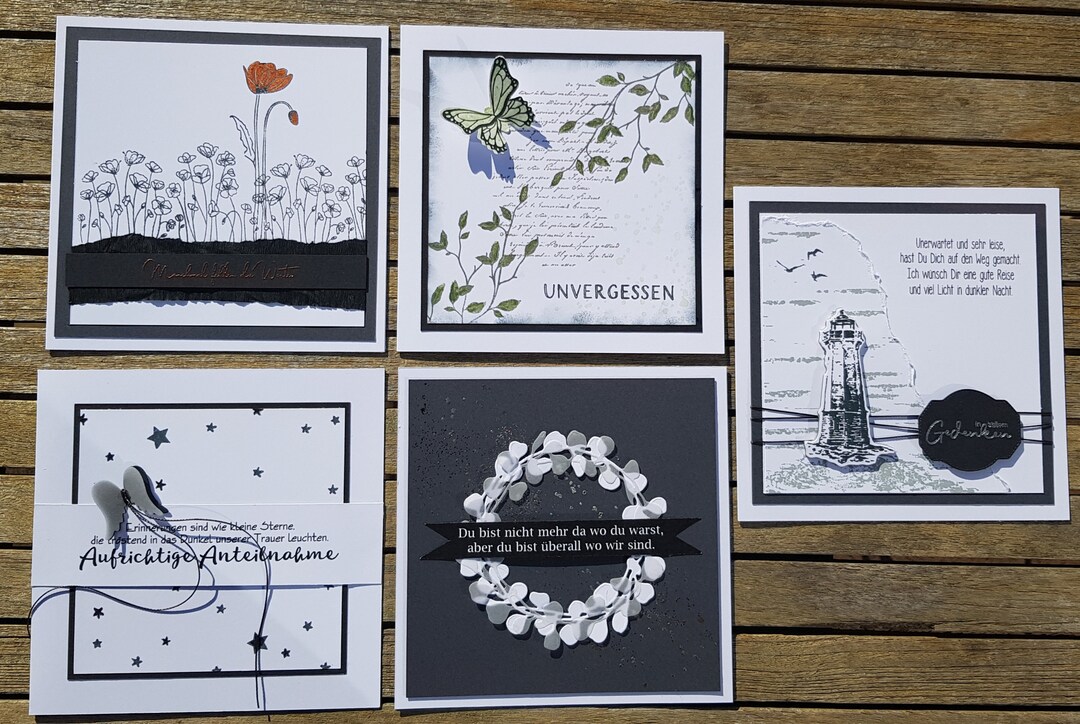 Mourning Cards, Set of 5, Condolence Cards, - Etsy