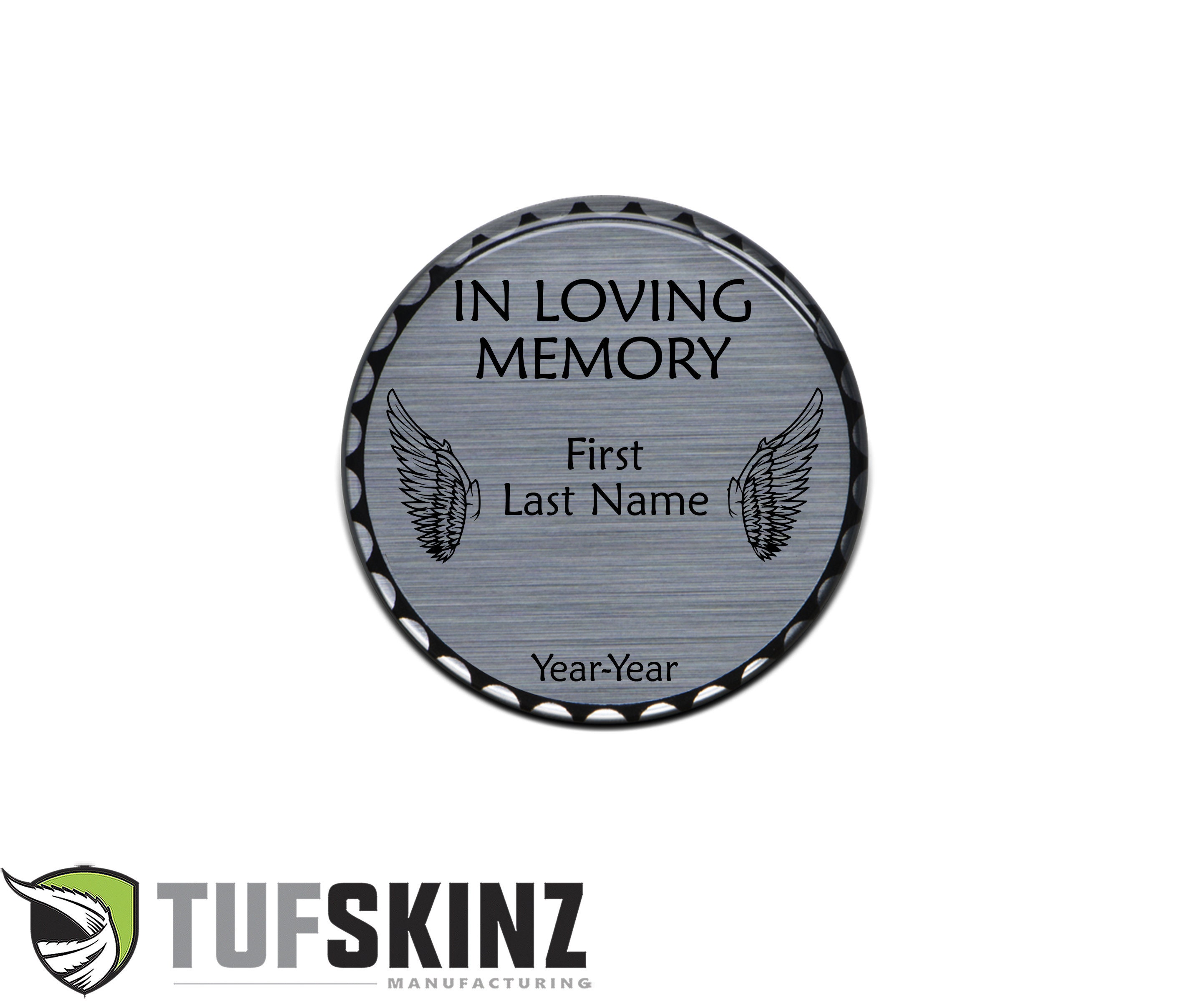 Tufskinz in Loving Memory rated Badges Brushed | Etsy