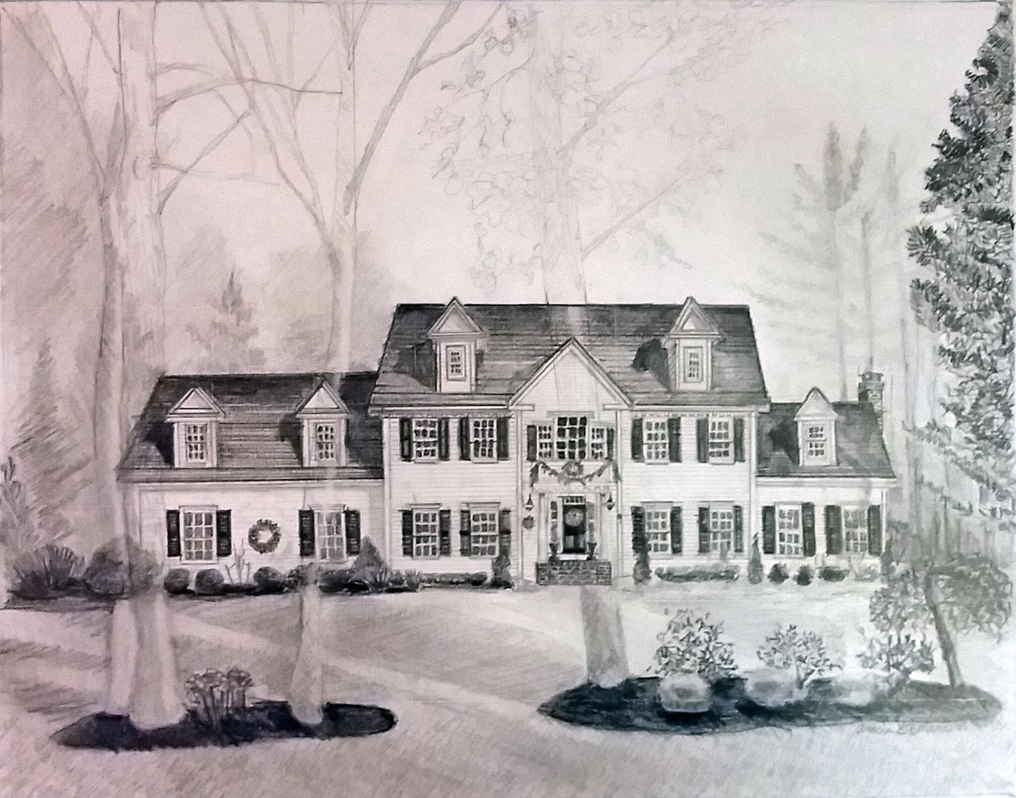 Art & Collectibles Graphite Moving Gift Custom Home Painting House ...