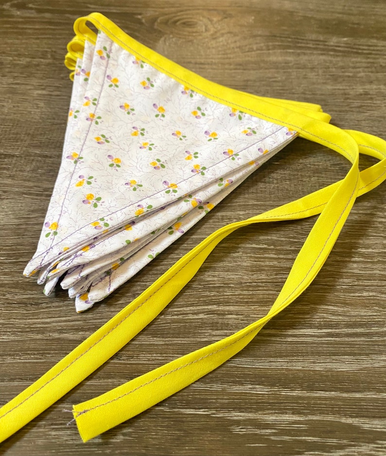 Light and Bright Handmade Yellow and White Floral Bunting —double-sided ...