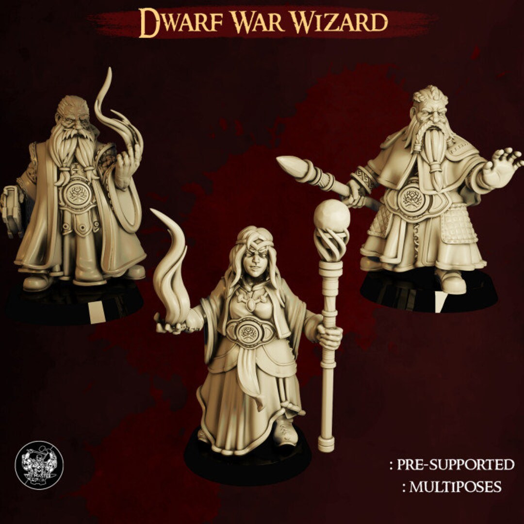 Resin 3d Printed Dwarven D&D Miniature | Dwarf War Wizards| Miniature | Caster | Mage | Sorcerer ...