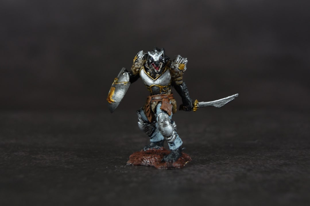 Dnd Black Dragonborn Fighter Dungeons and Dragons Miniature Sword and ...